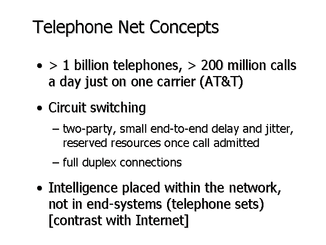 Telephone Net Concepts